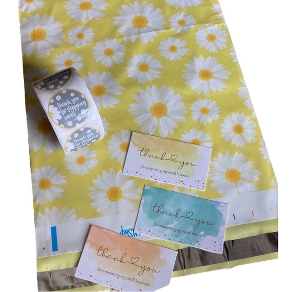 Office | 1x13 Daisy Poly Mailers 15 Stickers Gold Foil Thank You Cards ...